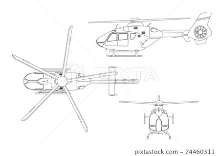 Outline drawing of helicopter on white... - Stock Illustration ...