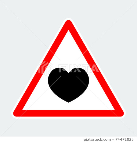 warning round road sign with heart shape - Stock Illustration [74471023 ...