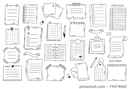 Hand drawn doodle paper notes. Sketch notebook,... - Stock Illustration ...