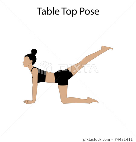 Table Top Pose Yoga Workout. Healthy lifestyle... - Stock Illustration ...