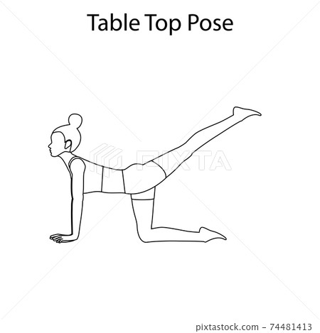 Table Top Pose Yoga Workout Outline. Healthy... - Stock Illustration ...