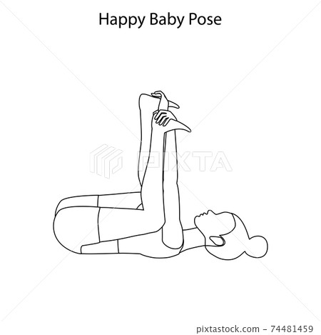 Happy Baby Pose Yoga Workout Outline. Healthy... - Stock Illustration ...