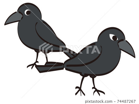 Illustration of two crows passing each other - Stock Illustration ...
