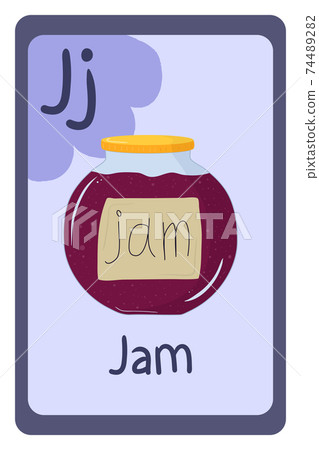 Abc food education flash card, Letter J - jam.-插圖素材 [74489282] - PIXTA圖庫