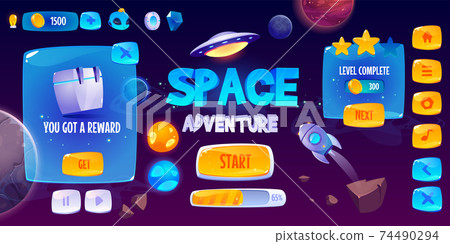 Graphic user interface for space adventure game - Stock Illustration ...