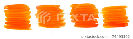 orange watercolor paint brush strokes set of four - Stock Illustration ...