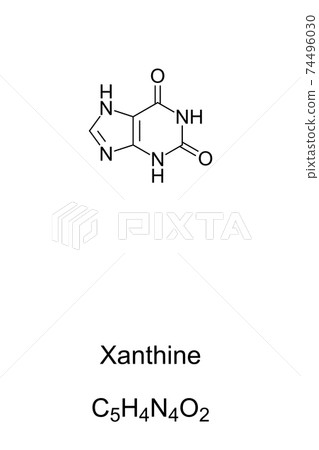 Xanthine, chemical formula and skeletal... - Stock Illustration ...