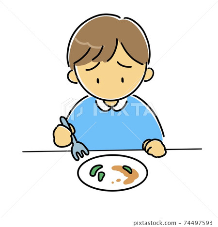 A boy who likes and dislikes and leaves food - Stock Illustration ...