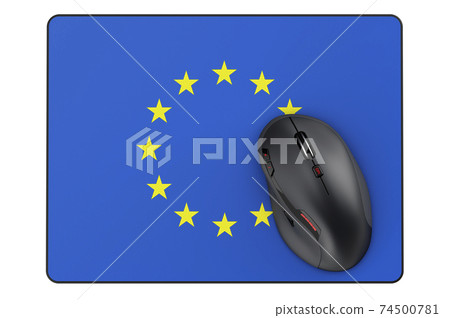 Computer mouse and mouse pad with the European... - Stock Illustration ...