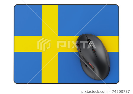 Computer mouse and mouse pad with Swedish flag,... - Stock Illustration ...