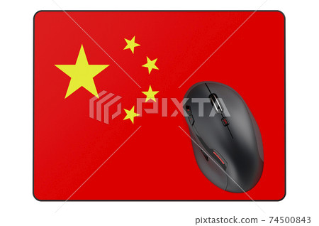 Computer mouse and mouse pad with Chinese flag,... - Stock Illustration ...