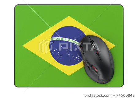 Computer mouse and mouse pad with Brazilian... - Stock Illustration ...