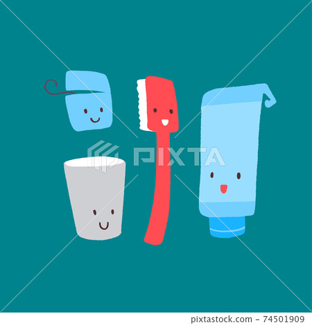 Cute tooth character with toothpaste,... - Stock Illustration [74501909 ...