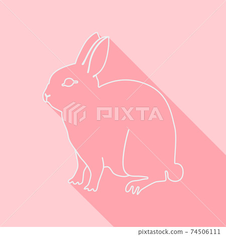 Icon Contour rabbit. Flat style, long shadows. - Stock Illustration ...