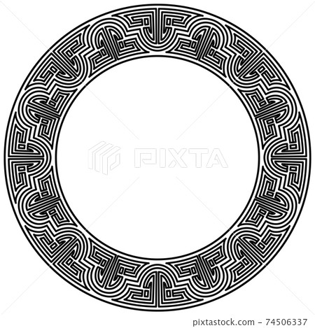 Meander Pattern on Circle Frame. Geometric... - Stock Illustration ...