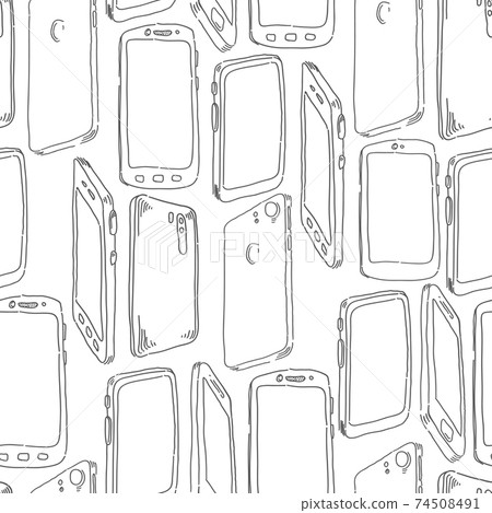 Cell Phones Seamless vector doodles background.... - Stock Illustration ...
