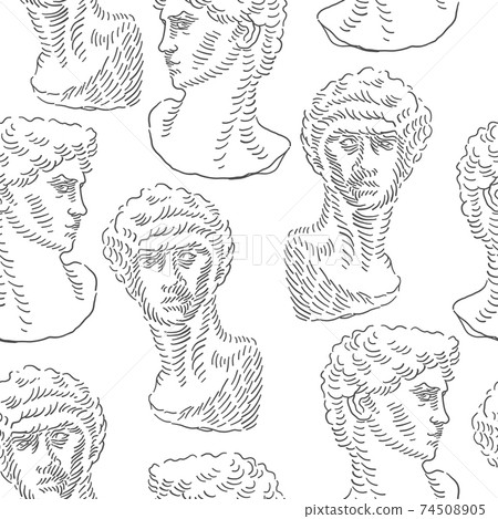 Classical man head bust of David. Seamless... - Stock Illustration ...