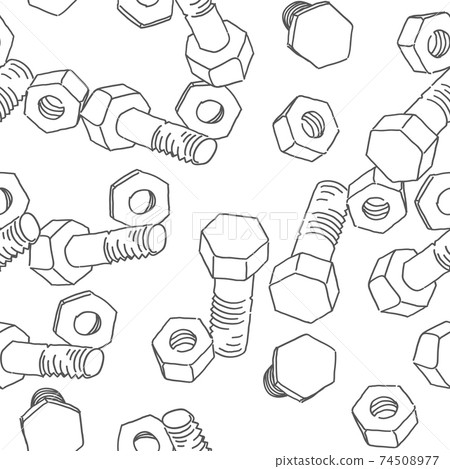 Bolt and nut seamless pattern. Mechanical... - Stock Illustration ...