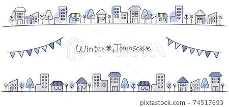 Line art townscape with winter image,... - Stock Illustration [74517693 ...