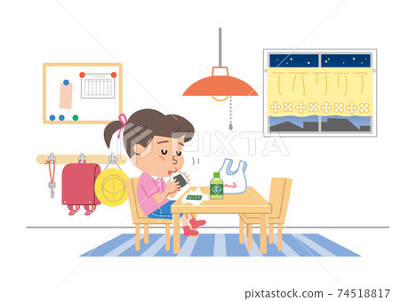 Illustration of a girl eating alone - Stock Illustration [74518817] - PIXTA