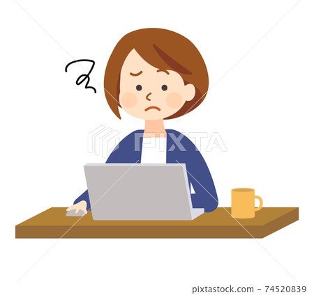 A woman who has trouble operating a computer - Stock Illustration ...