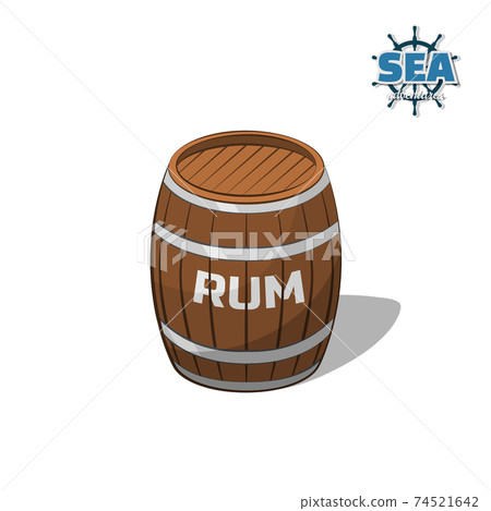 Brown barrel of rum on white background.... - Stock Illustration ...