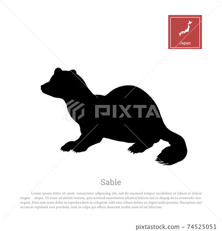 Black silhouette of a japanese sable on white... - Stock Illustration ...