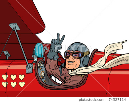 Pilot man in the plane of love. Valentines Day-插圖素材 [74527114] - PIXTA圖庫