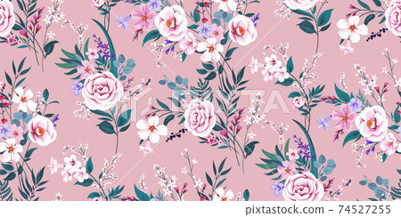 Seamless spring floral background 1 - Stock Illustration [74527255] - PIXTA