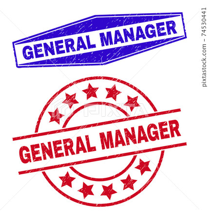 GENERAL MANAGER Unclean Stamp Seals in Circle... - Stock Illustration ...