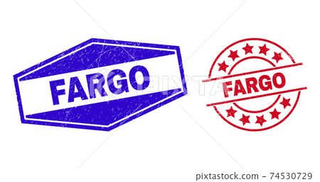 FARGO Grunged Stamp Seals in Circle and... - Stock Illustration ...