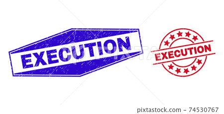 EXECUTION Textured Badges in Circle and Hexagon...-插圖素材 [74530767 ...