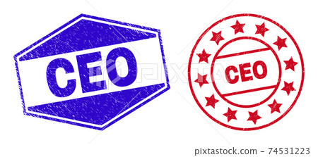 CEO Scratched Stamps in Round and Hexagon Shapes - Stock Illustration ...
