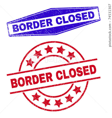 BORDER CLOSED Grunged Stamps in Circle and... - Stock Illustration ...