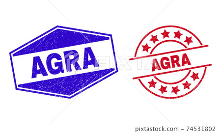 AGRA Grunged Watermarks in Round and Hexagon... - Stock Illustration ...