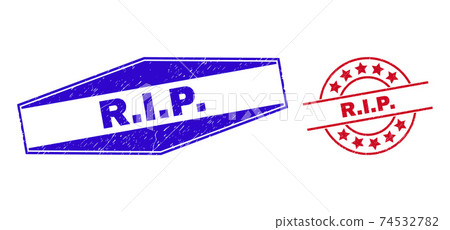 R.I.P. Textured Stamps in Round and Hexagonal... - Stock Illustration ...