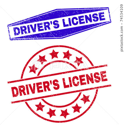 DRIVER'S LICENSE Distress Stamp Seals in Circle... - Stock Illustration ...