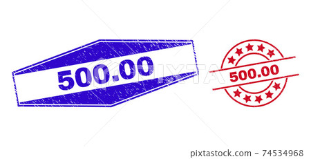 500.00 Corroded Stamps in Round and Hexagon Shapes - Stock Illustration ...