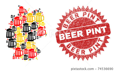 Beer Pint Distress Stamp and German Map Collage... - Stock Illustration ...