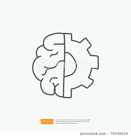 engineering related doodle with brain and gear... - Stock Illustration ...