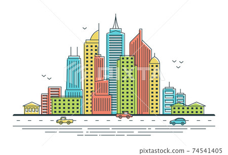 Day Street Urban City Building Cityscape... - Stock Illustration ...