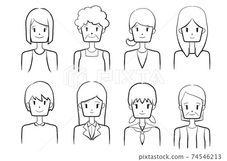 Various women's upper body (line) - Stock Illustration [74546213] - PIXTA