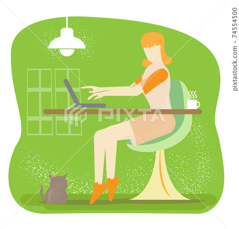 The woman work at home vector image for... - Stock Illustration ...