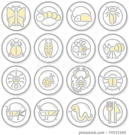 Insect food icon set on the plate - Stock Illustration [74555369] - PIXTA