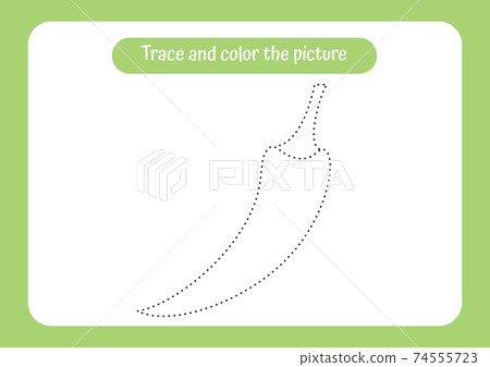 Pepper. Trace and color the picture.... - Stock Illustration [74555723 ...