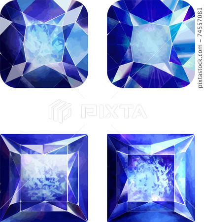 Square cut blue jewel set of 4 vector materials - Stock Illustration ...