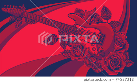 illustration Abstract guitar with rose. Vector art-插圖素材 [74557318 ...