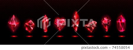Red magic crystals, glass or gem stones, heart - Stock Illustration ...