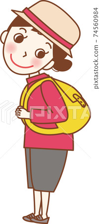 A woman carrying a backpack sideways. - Stock Illustration [74560984 ...