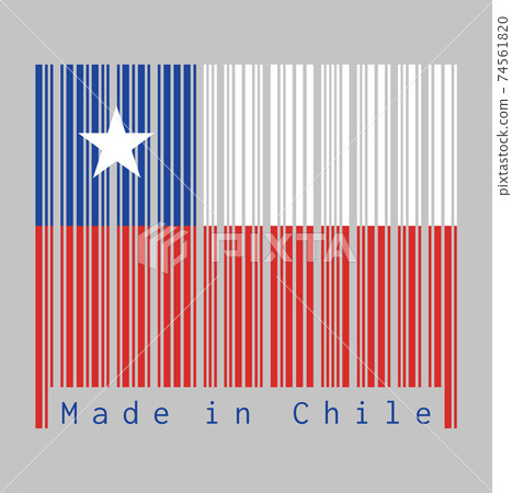 Barcode set the color of Chile flag, text: Made... - Stock Illustration ...